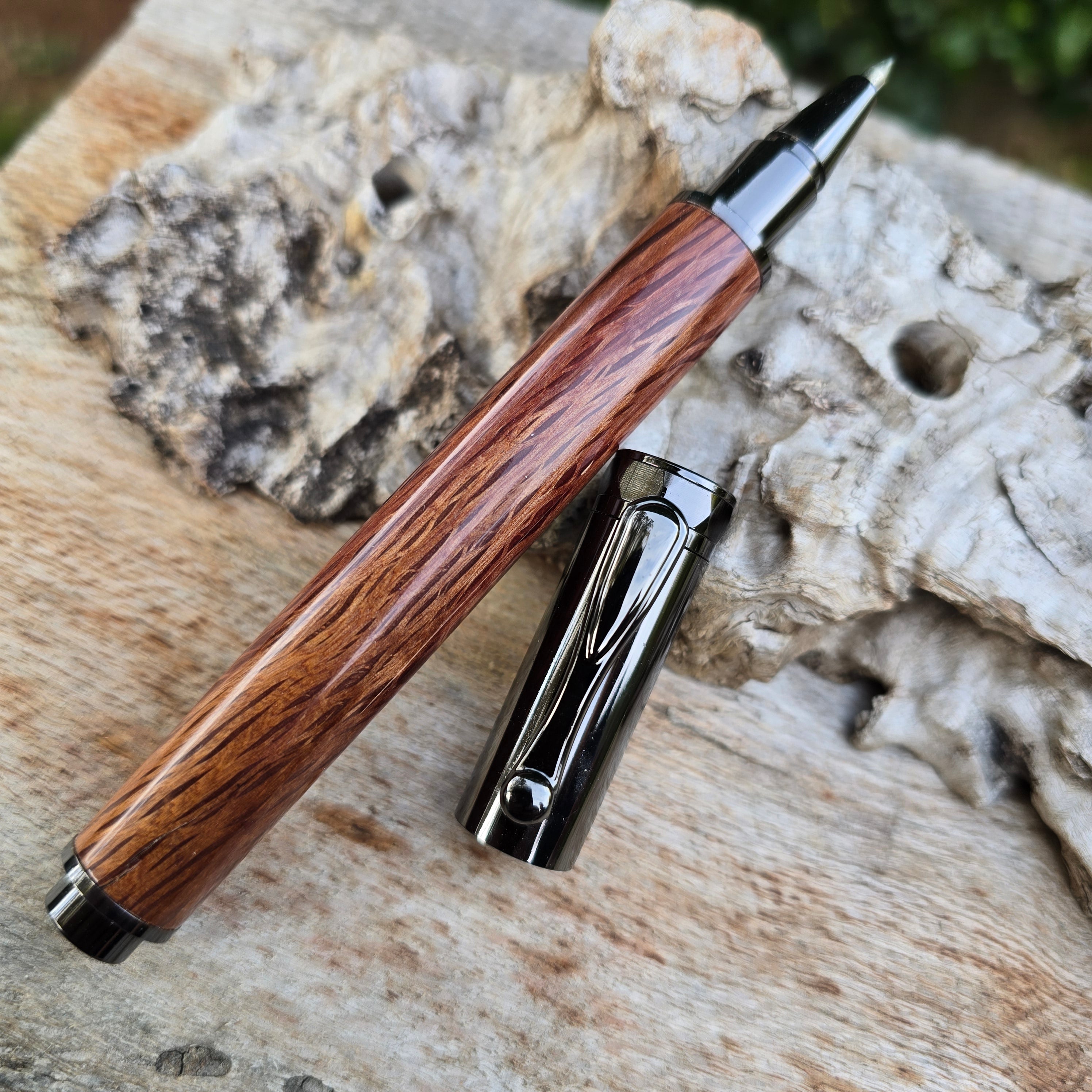 Western Sheoak Magnetic Rollerball Pen with Etched Metal Trim – Parko's ...
