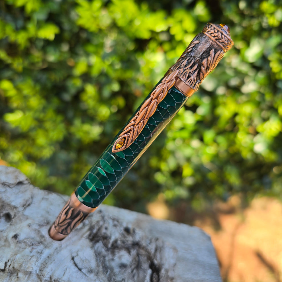 Green Aluminium Honeycomb Phoenix Rising Style Twist Pen with Antique ...